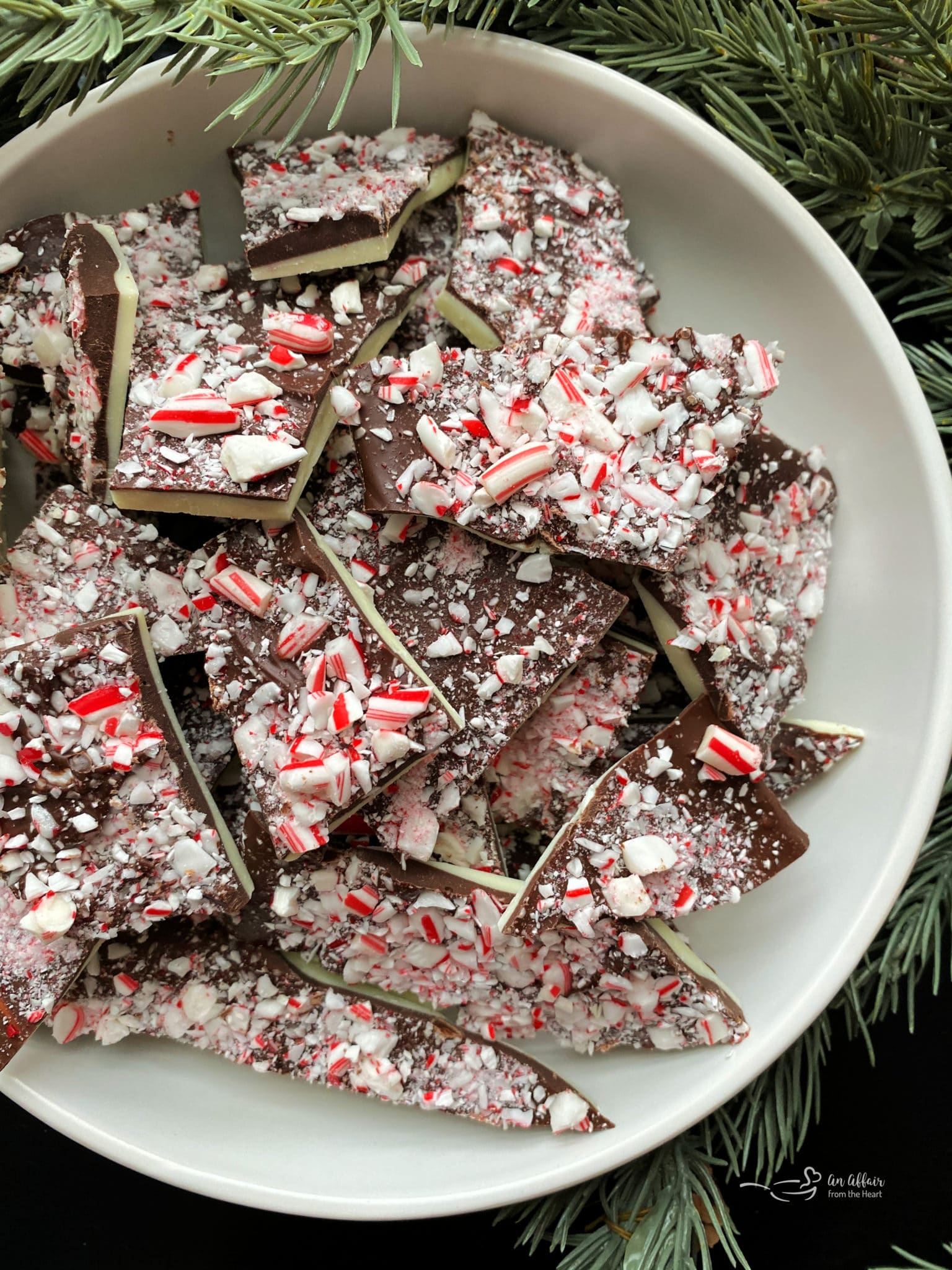 White and Dark Chocolate Peppermint Bark - An Affair from the Heart