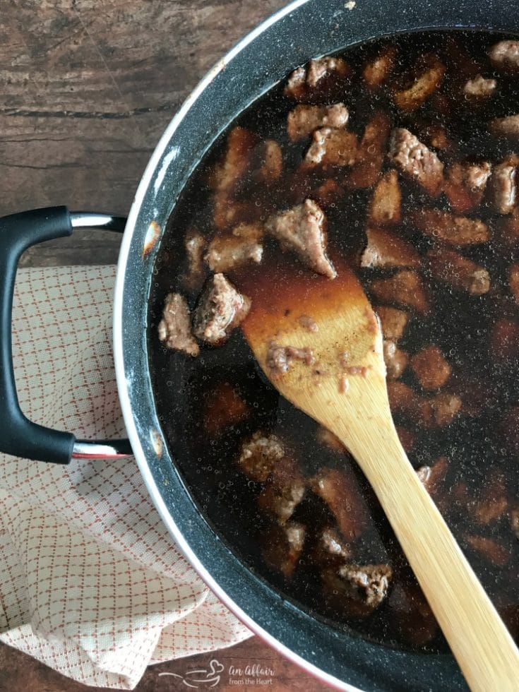 Beef Tips & Gravy served over mashed potatoes. Pure Comfort Food!