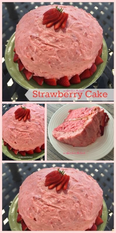 Strawberry Cake - Grandmother's Favorite, with real strawberries inside!