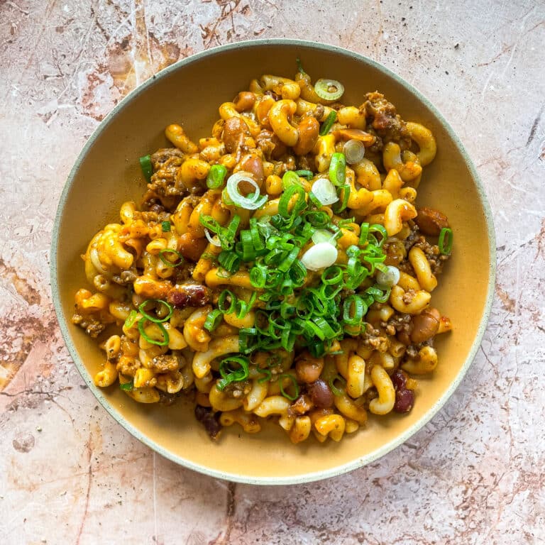 Chili Mac Skillet - Chili Macaroni, a childhood famiy favorite!