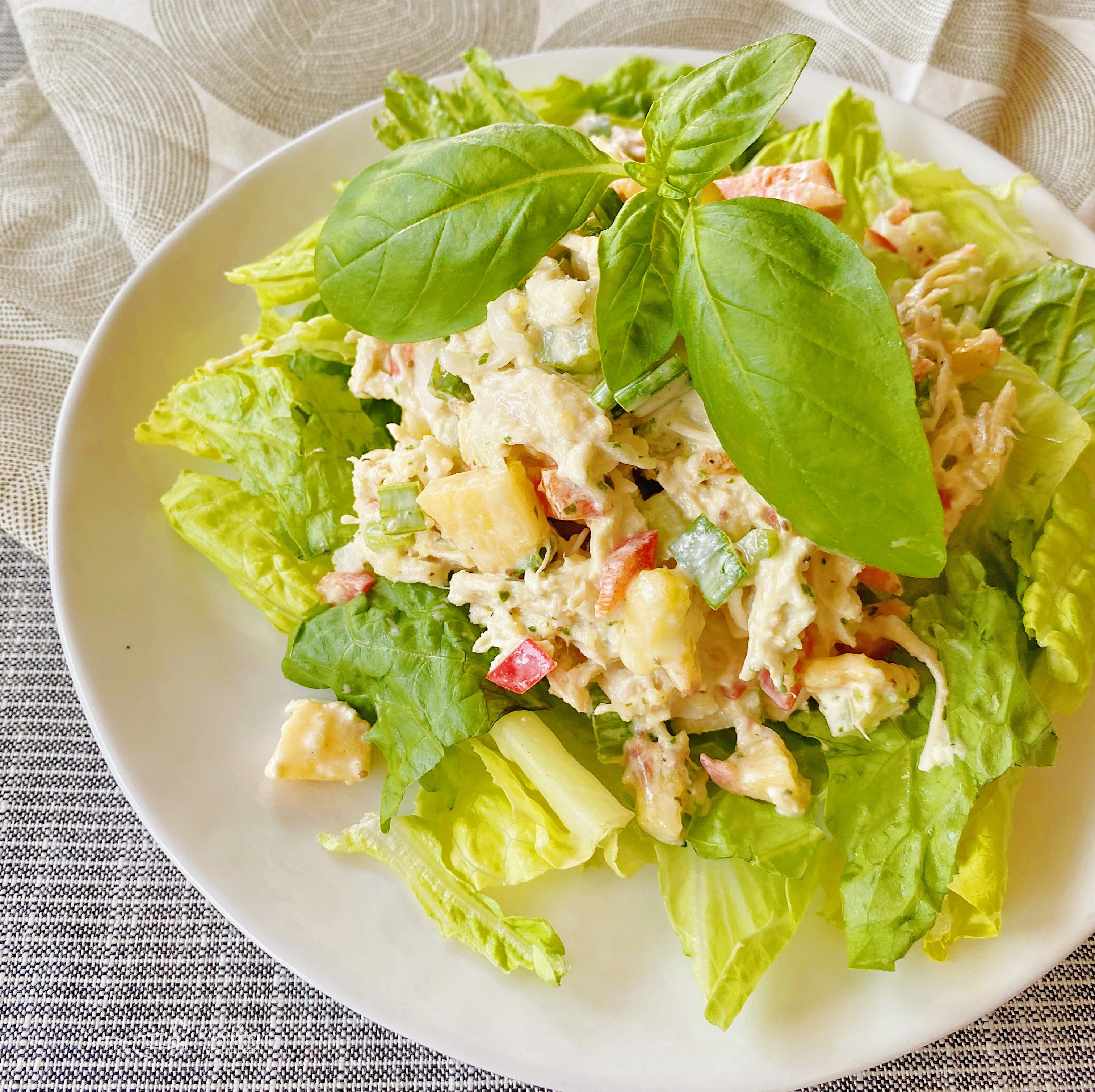 Peach Basil Chicken Salad with a Homemade Dressing