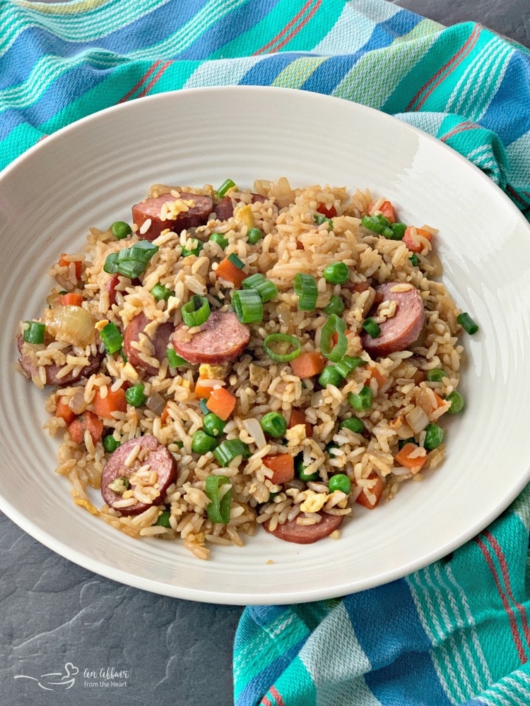Kielbasa Fried Rice - A flavorful 15 Minute Skillet Meal!
