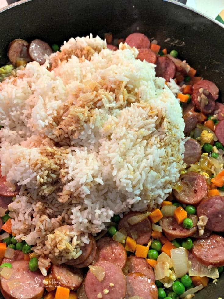 Kielbasa Fried Rice - A flavorful 15 Minute Skillet Meal!