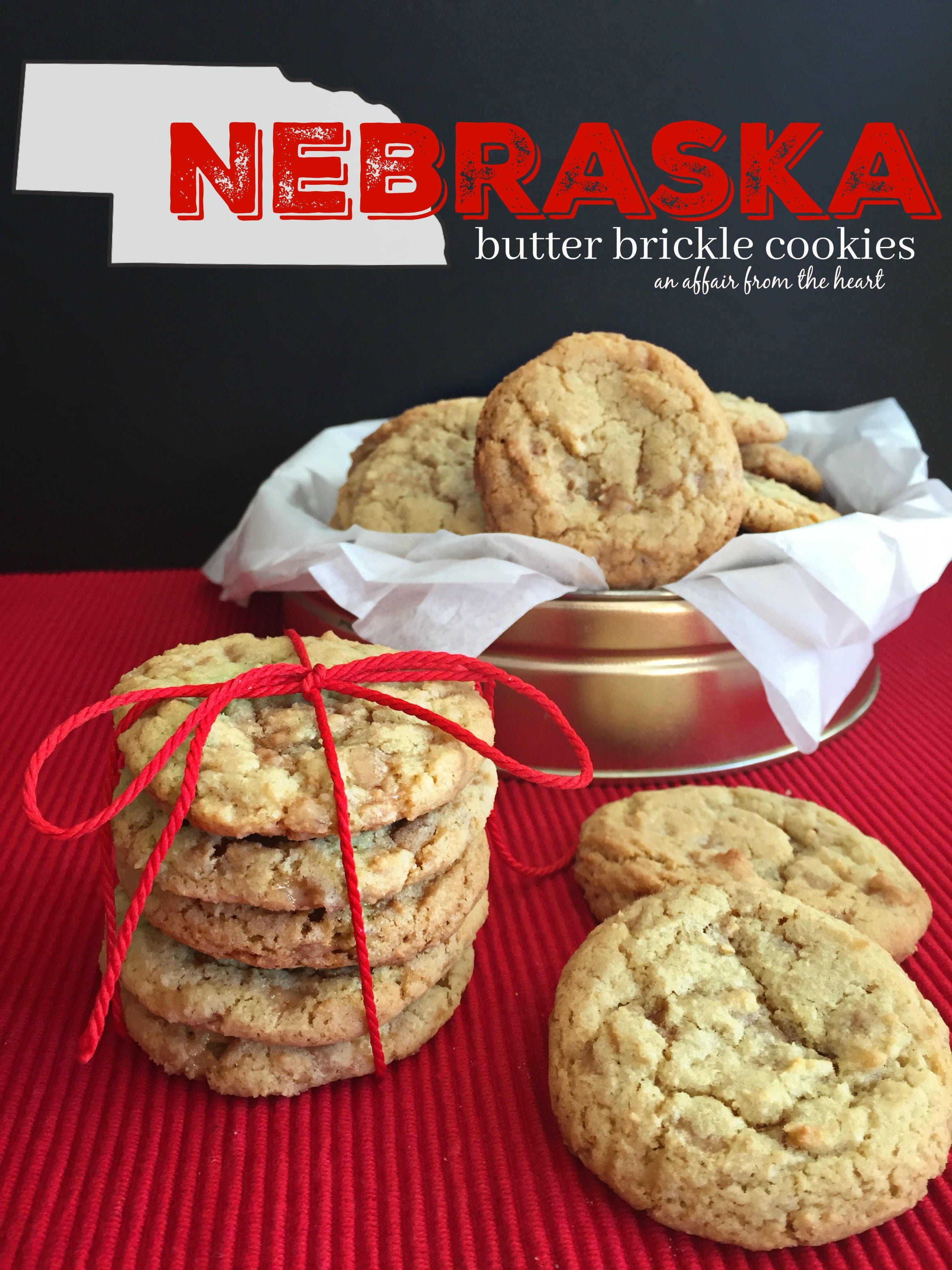 Chewy Butter Brickle Cookies - buttery cookies filled with toffee bits