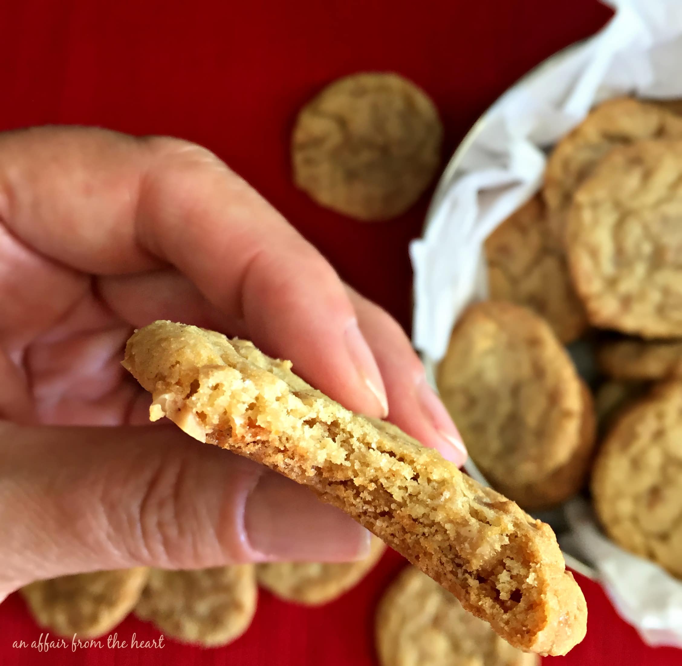 Chewy Butter Brickle Cookies - buttery cookies filled with toffee bits