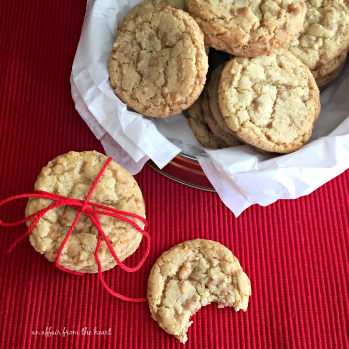 Chewy Butter Brickle Cookies - buttery cookies filled with toffee bits