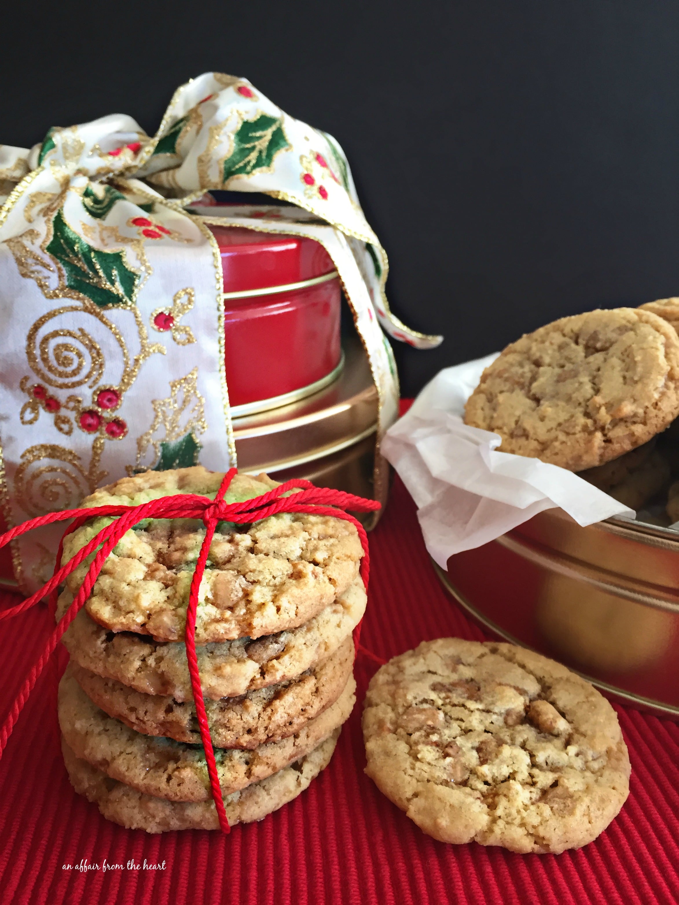 Chewy Butter Brickle Cookies - buttery cookies filled with toffee bits