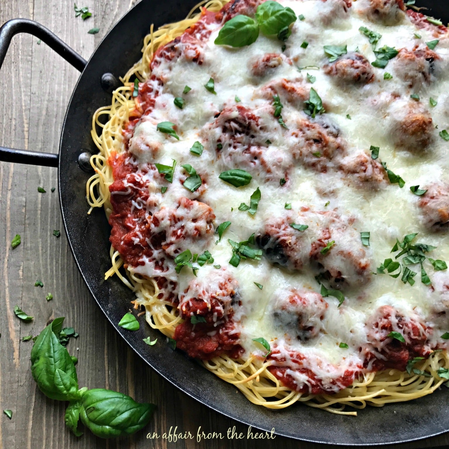Baked Spaghetti & Meatballs - meatballs baked with spaghetti & cheese!