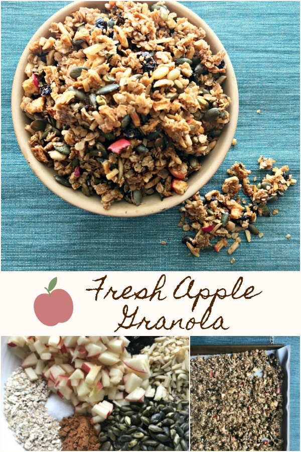 Homemade Fresh Apple Granola with cinnamon spiced fresh diced apples.