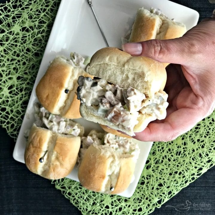 Turkey Salad Sliders- A Simple Recipe for using leftover turkey.