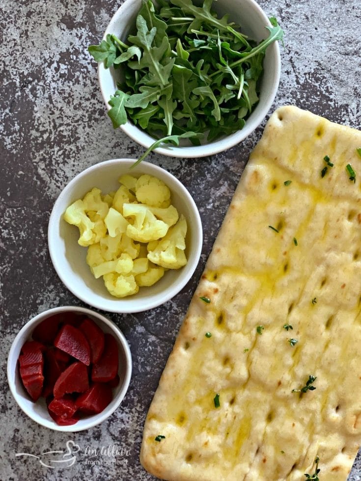 Flatbread with Pickled Veggies - Light meal or appetizer in a snap!