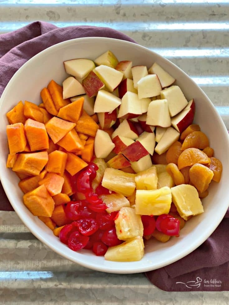 Persimmon Salad - a simple to make fruit salad using Fuyu Persimmons
