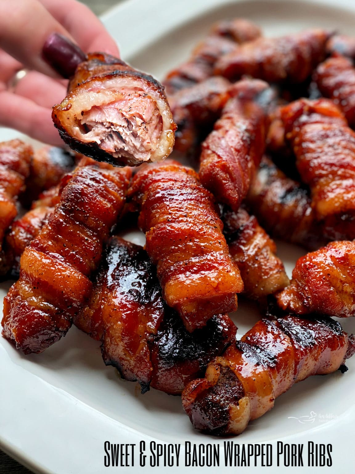 Moist and Tender Sweet & Spicy Bacon Wrapped Pork Ribs
