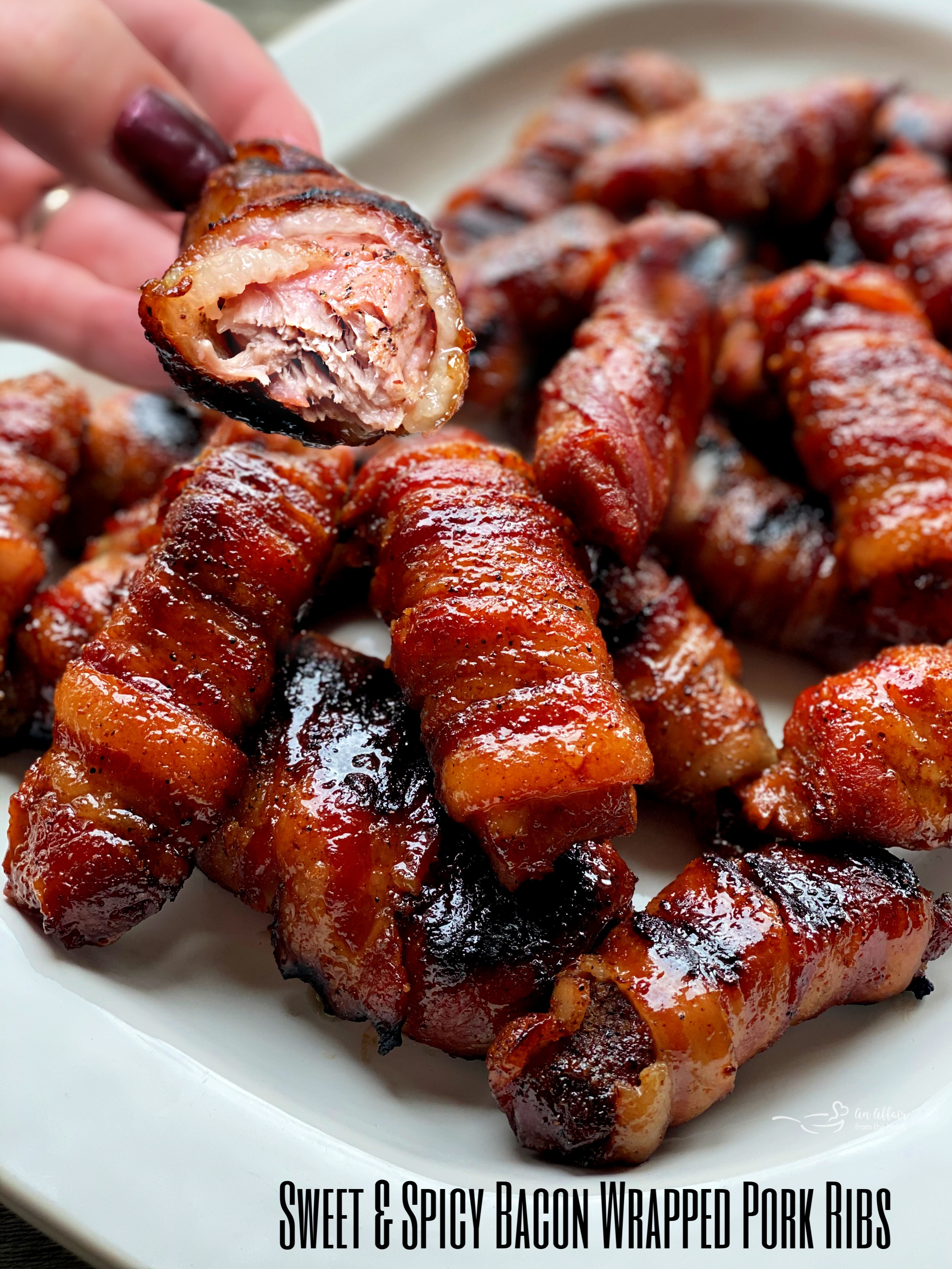 Moist and Tender Sweet & Spicy Bacon Wrapped Pork Ribs
