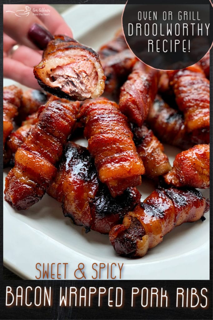Moist and Tender Sweet & Spicy Bacon Wrapped Pork Ribs