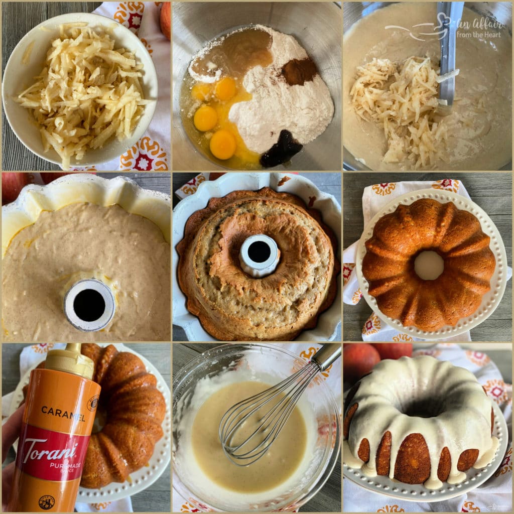 Caramel Apple Tea Cake - moist, fall flavored bundt cake with vanilla glaze