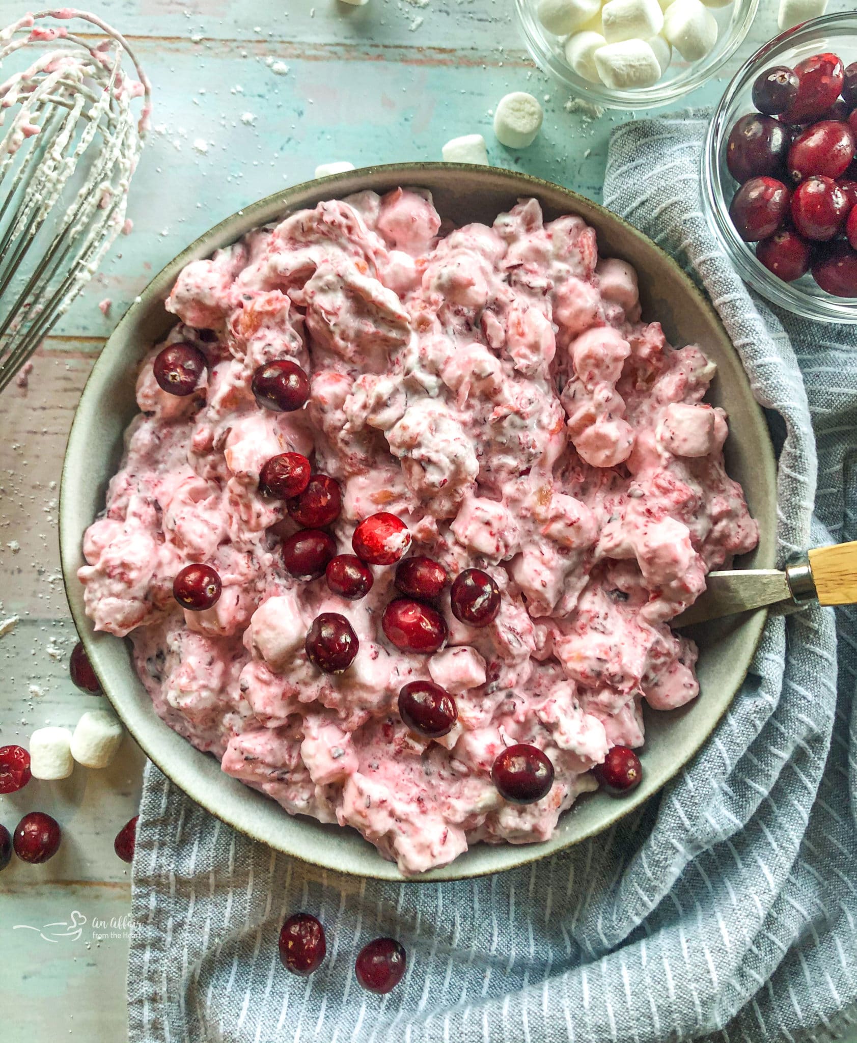 Easy Cranberry Fluff Recipe a fresh and festive holiday sidedish!