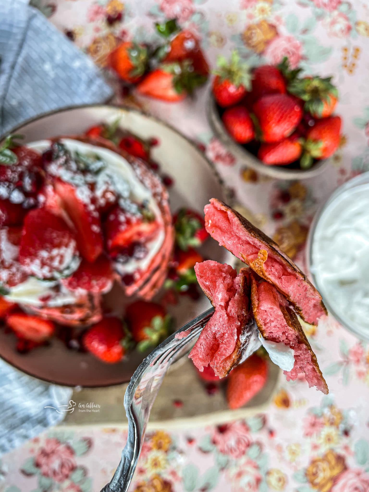 The Best Strawberry Pancakes - Pretty Pink Pancakes made with Jell-O