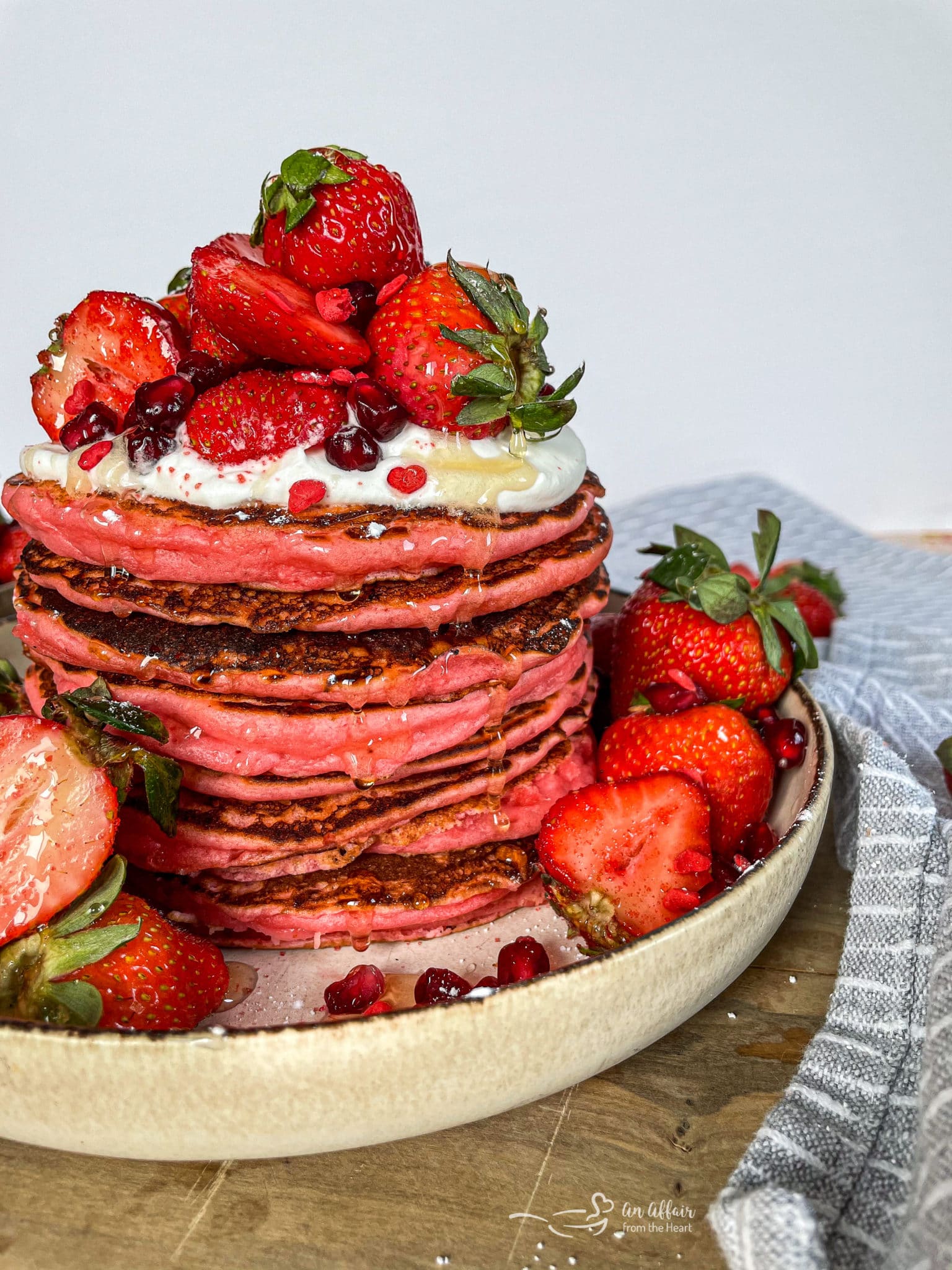 The Best Strawberry Pancakes - Pretty Pink Pancakes made with Jell-O
