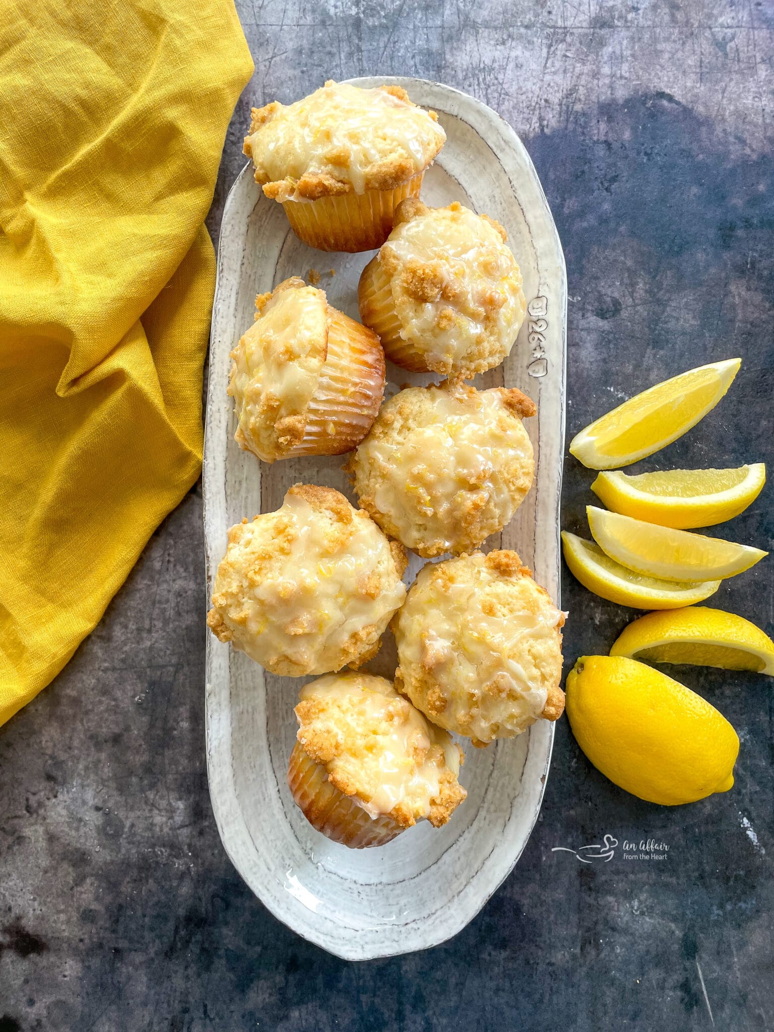 Lemon Crumb Muffins with Lemon Glaze - An Affair from the Heart