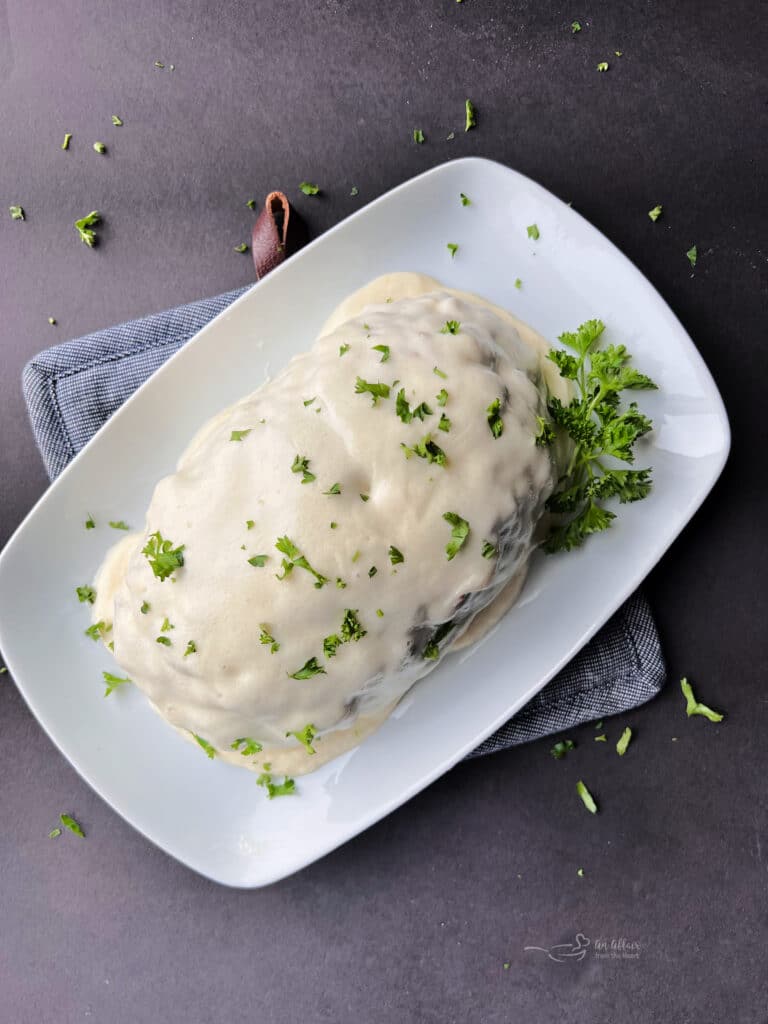 Reuben Meatloaf (Corned Beef Meatloaf + Swiss Cheese Sauce)