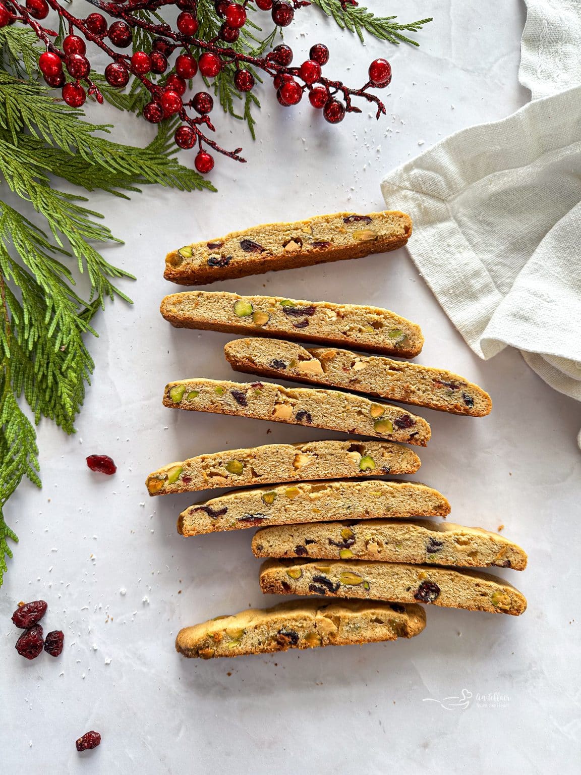 Holiday Biscotti (Cranberries, Pistachios & White Chocolate)