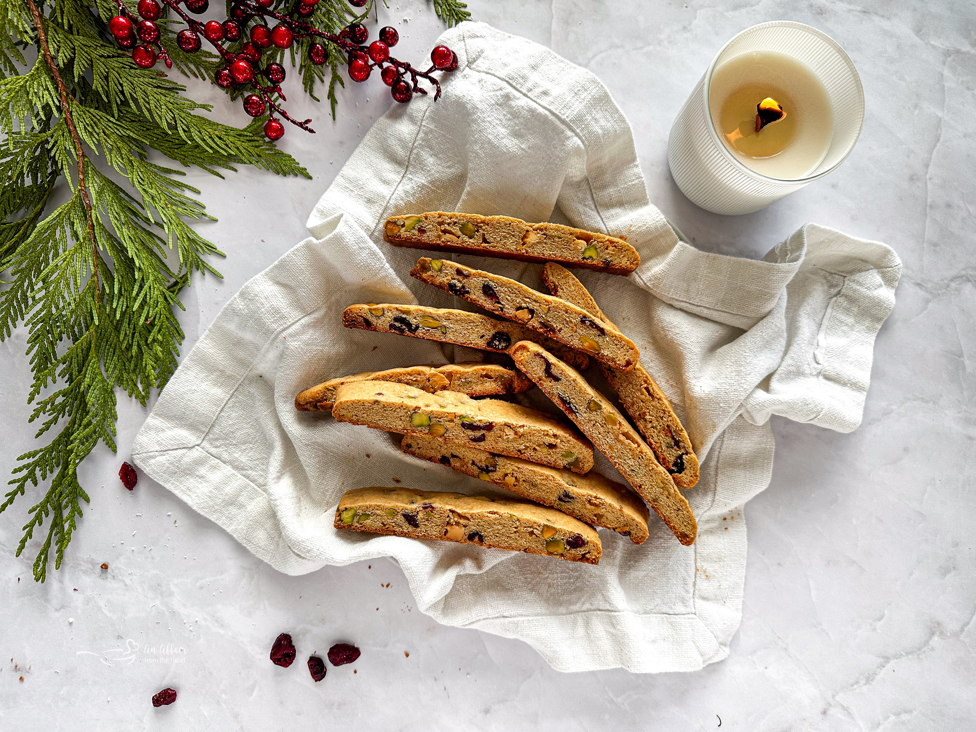 Holiday Biscotti (Cranberries, Pistachios & White Chocolate)