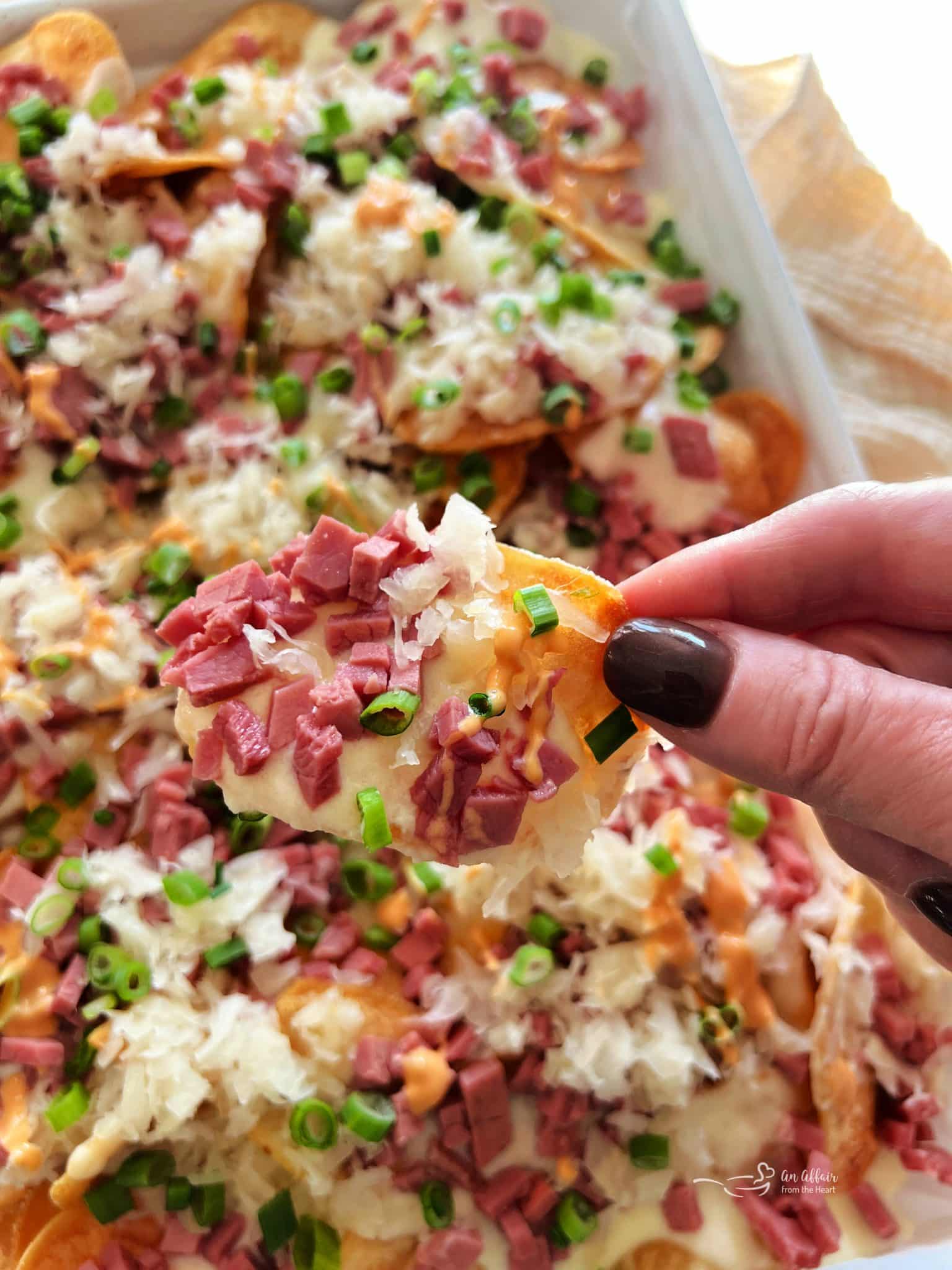 The BEST Reuben Nachos Recipe