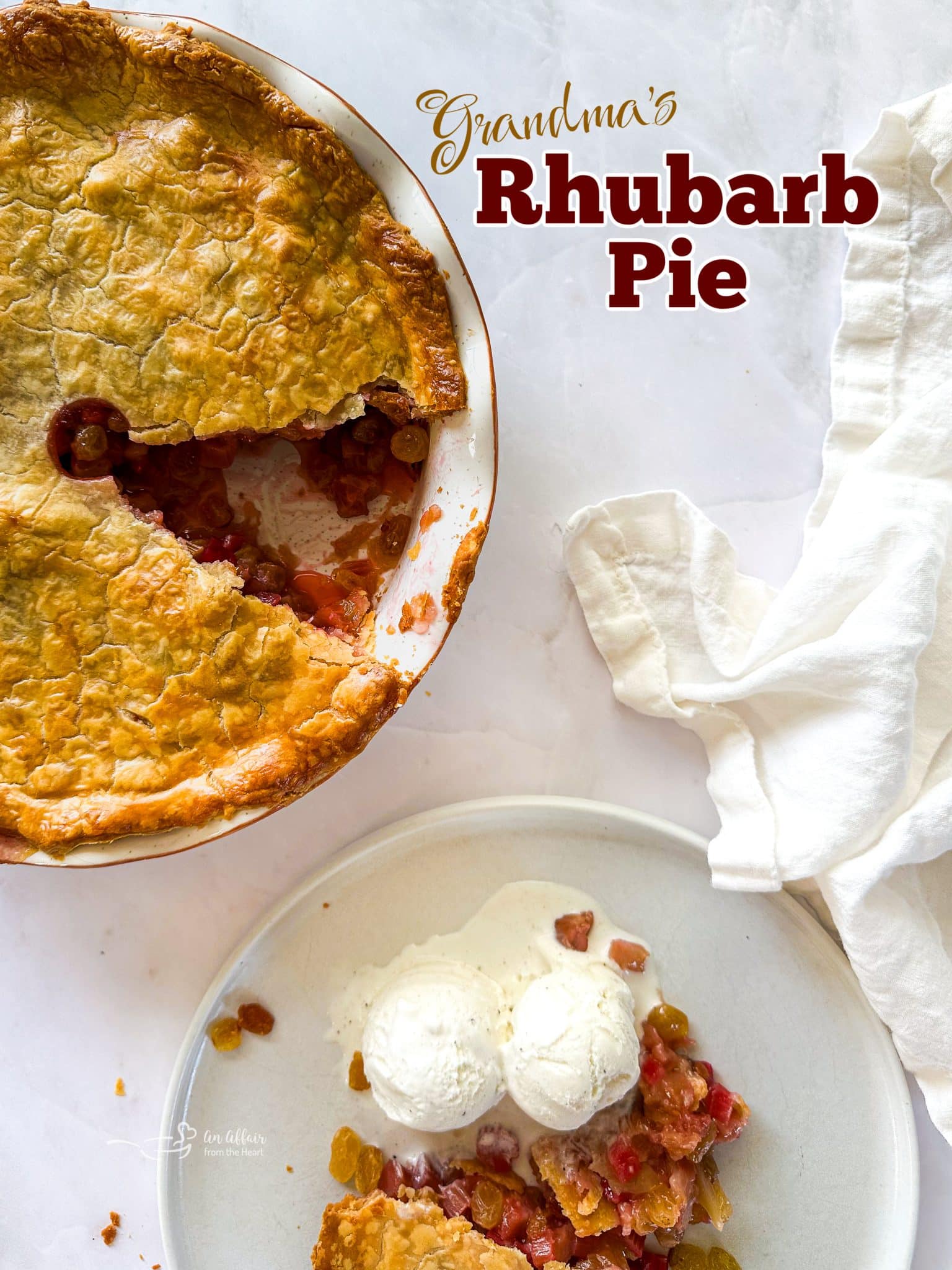 Grandma's Rhubarb Pie (Rhubarb Raisin Pie)