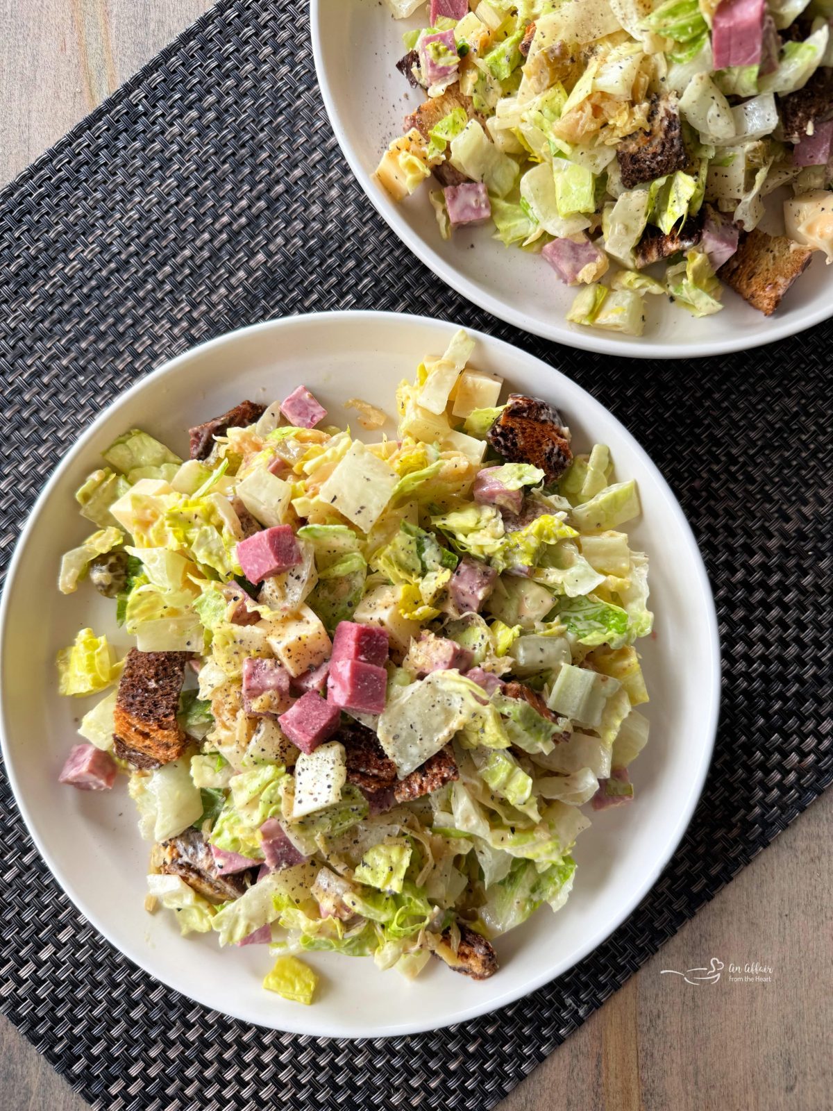 Reuben Chop Salad with Homemade Rye Croutons & Dressing
